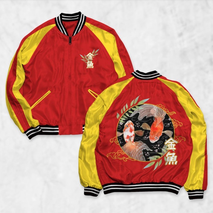 Jual FortKlass Jaket Sukajan GOLDFISH Pria Wanita Distro Unisex Jaket ...