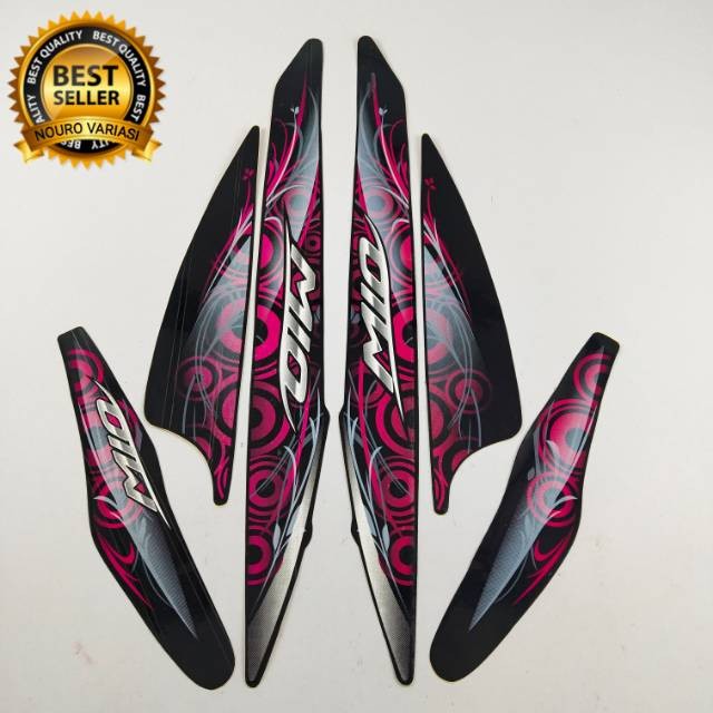 Jual stiker striping motor yamaha mio 2011 2012 hitam list body standar ...