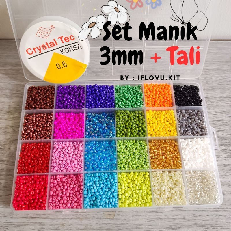 Jual Set Bahan Manik Manik Set Box Free tali Senar Elastis | Set Manik ...