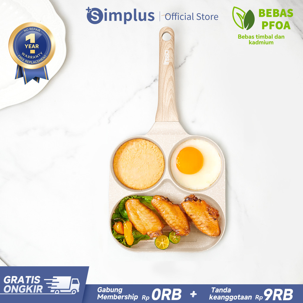 Jual Simplus X INSSA Penggorengan 21cm Serbaguna 3 IN 1 Penggorengan Bersekat Wajan Anti Lengket ...