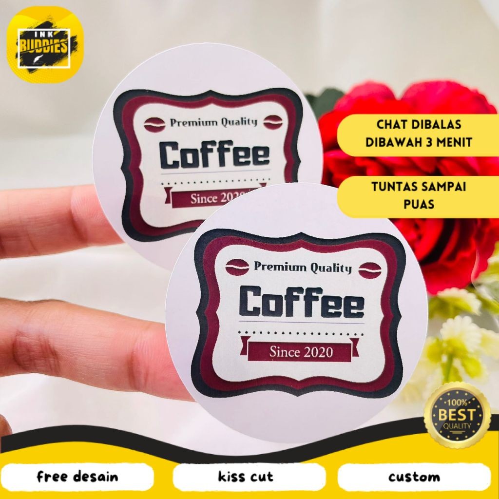 Jual INB 2-4 Sticker Label Bulat Tema Kopi Stiker Minuman Coffe Free ...