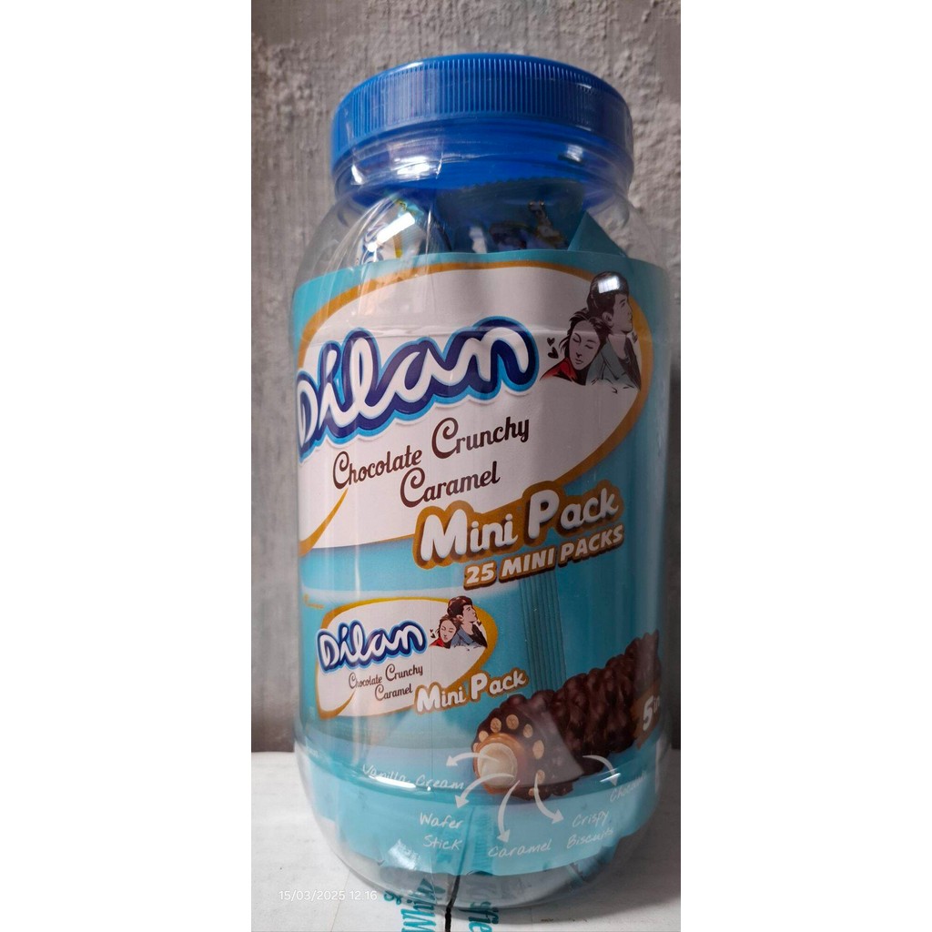 Jual Dilan Chocolate Crunchy Caramel Wafer Roll Toples Mini Pack 25 Pcs ...