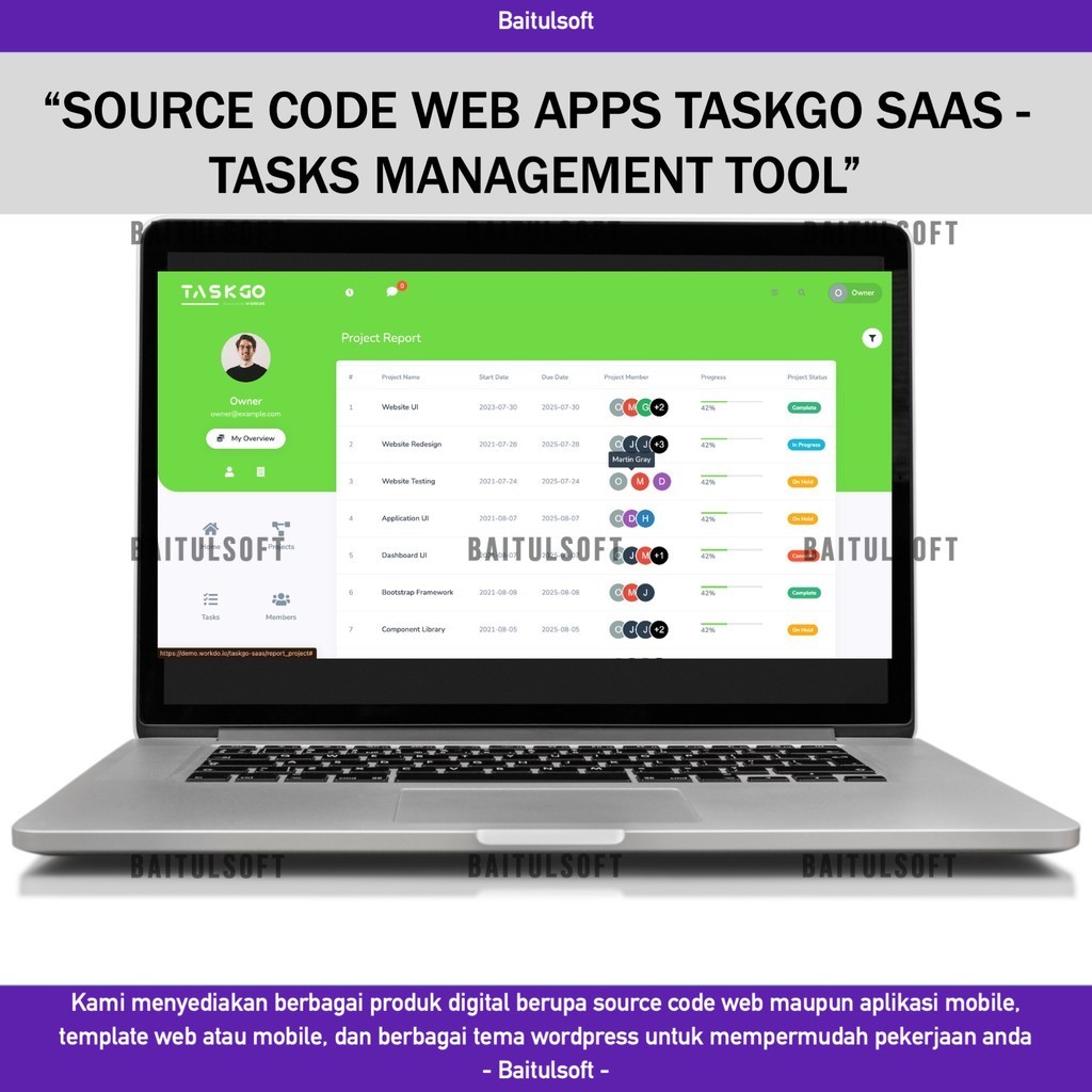 Jual SOURCE CODE APLIKASI WEB TASKGO SAAS - TASKS MANAGEMENT TOOL D17 BAITULSOFT | Shopee Indonesia