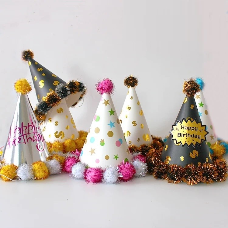 Jual TOPI ULANG TAHUN MODEL KERUCUT topi badut topi bday lucu imut ...