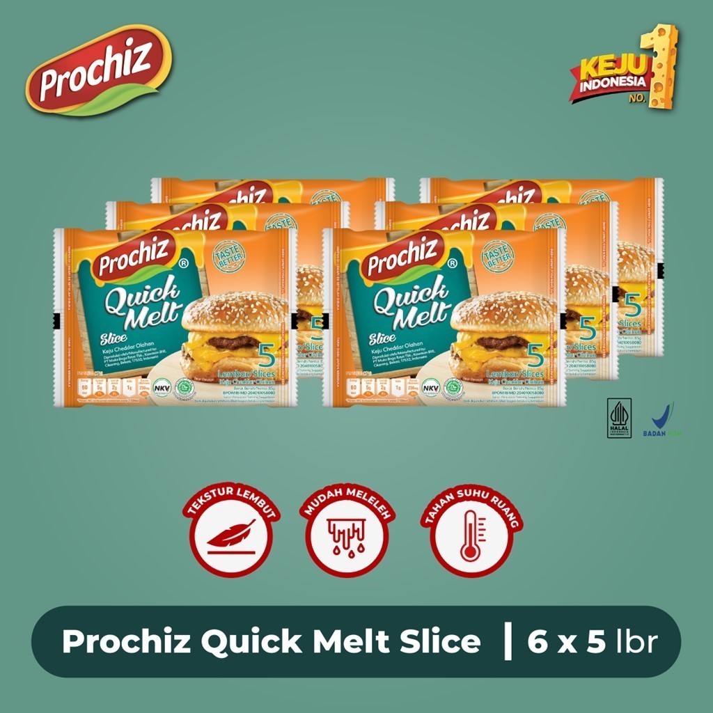 Jual Keju PROCHIZ Quick Melt Slice 5’s x 6 | Shopee Indonesia