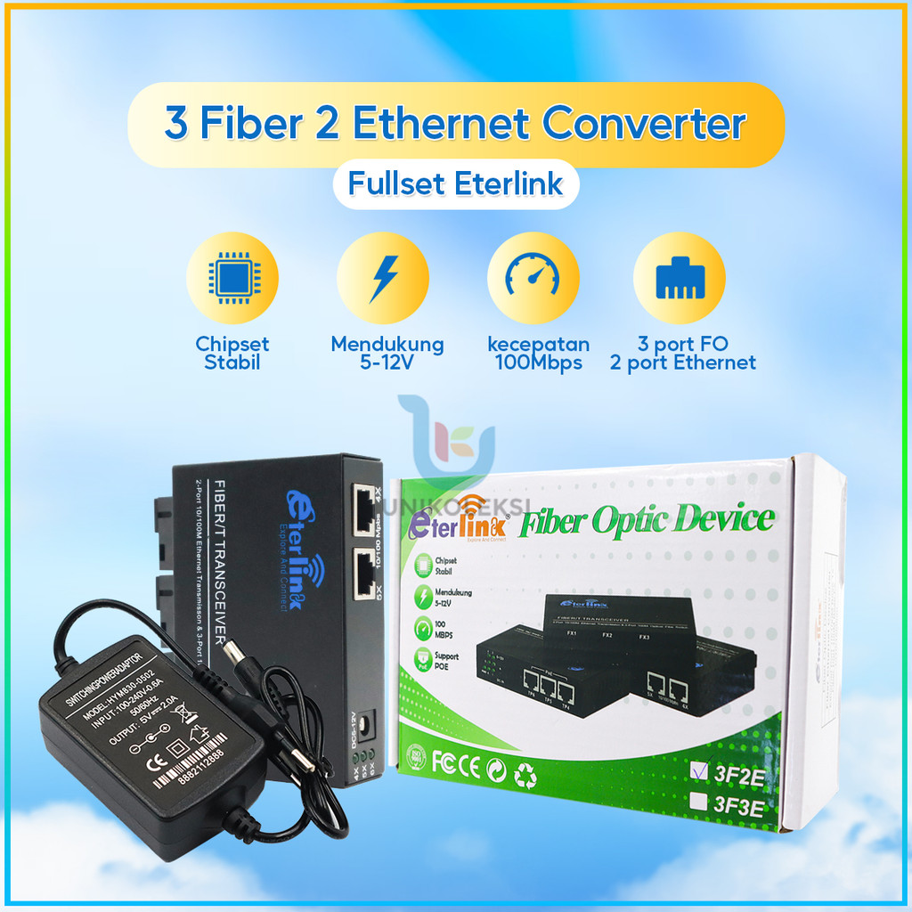 Jual [[ NEW PRODUCT ]]【Support POE】3F2E Fiber Optik Media Converter ...