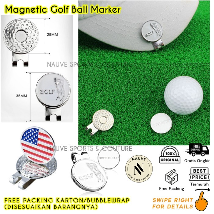 Jual Magnetic Golf Ball Marker Metal Golf Mark Magnet Hat Clip Clamp ...