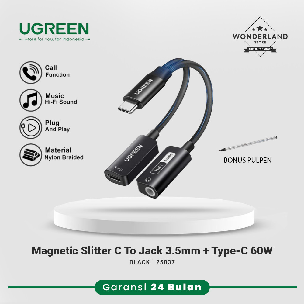 Jual Ugreen 2in1 Splitter USB-C to Jack 3.5mm Audio Adapter PD SFC PPS ...