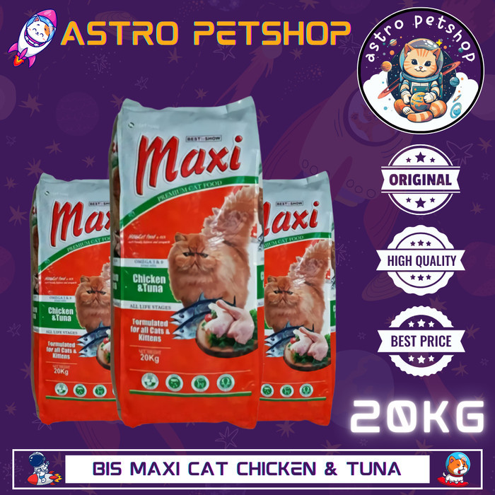 Jual Maxi Cat Chicken & Tuna 20 Kg | makanan kucing catfood 20kg ...