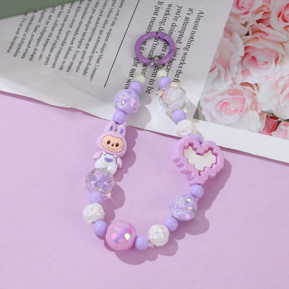 Jual for phone 11 chain bead pendant love labubu v2 bag keychain ...