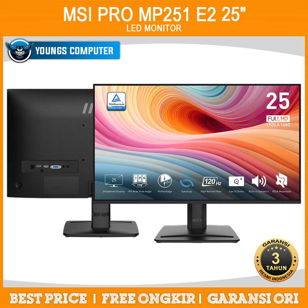 Jual LED MSI PRO MP251 E2 25" IPS 120Hz 1ms Speaker Monitor 24.5" FHD ...