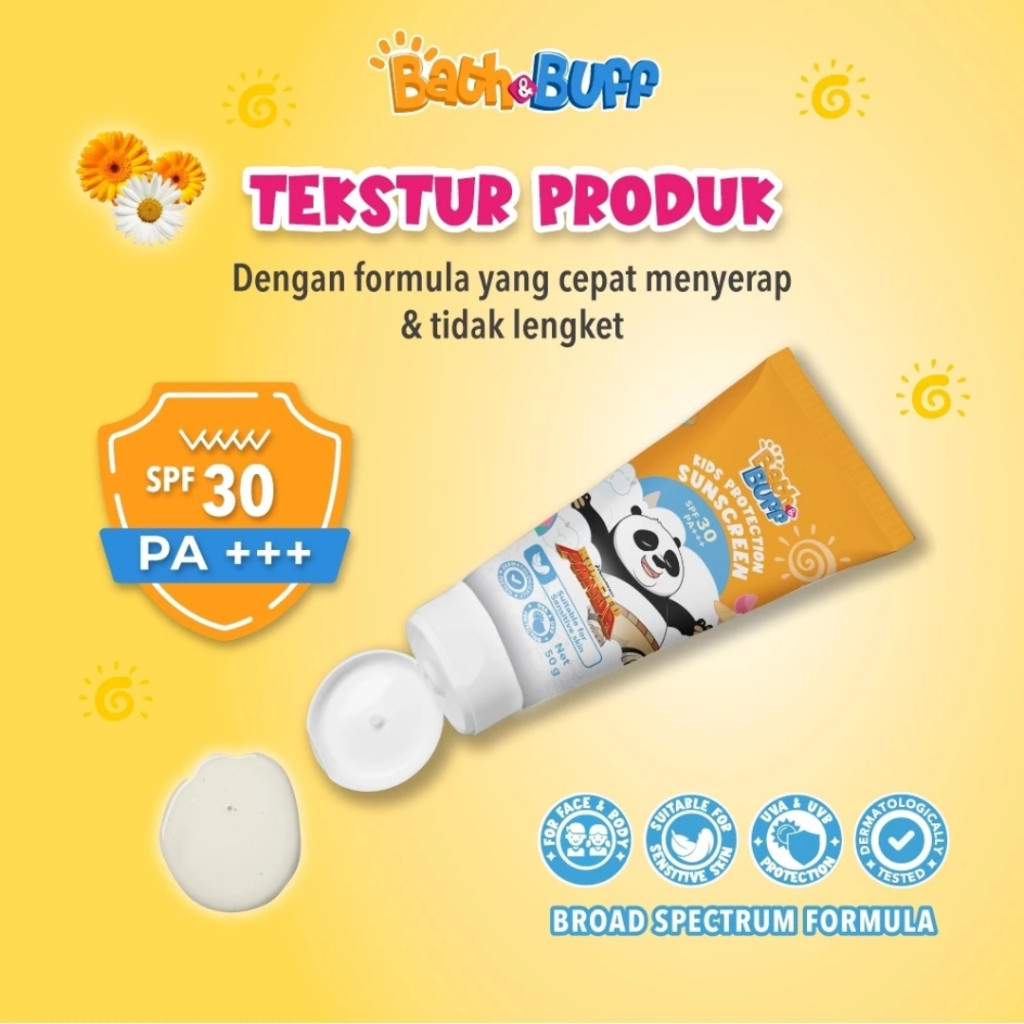 Jual Bath & Buff Kids Protection Sunscreen SPF 30 PA+++ 50gr | Shopee ...