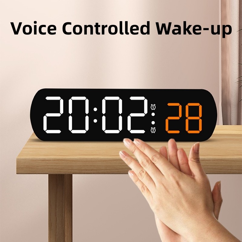 Jual Voice Control Digital Alarm Timer Clock Temperature Dual Alarm ...