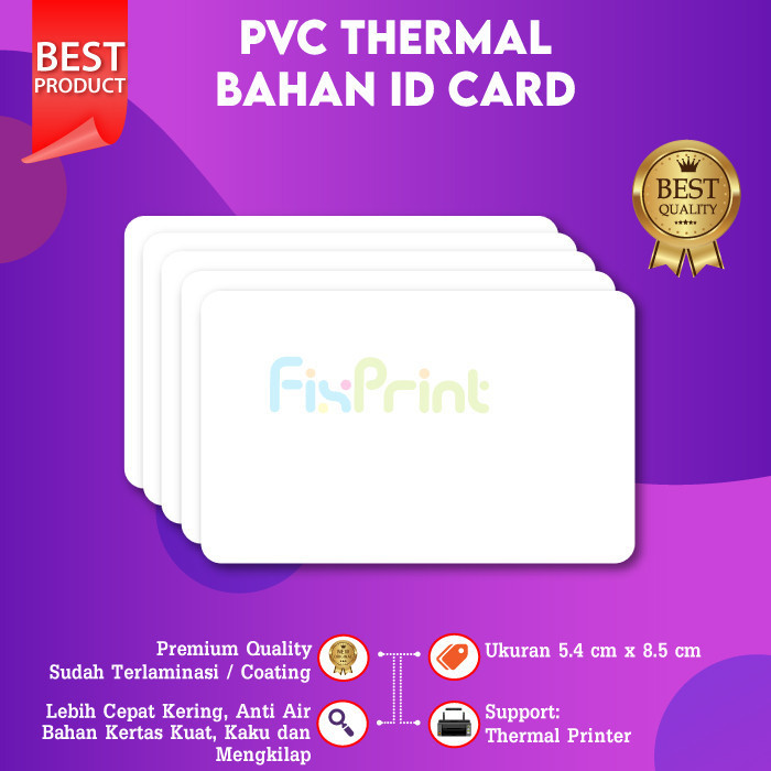 Jual FixPrint PVC Thermal ID Card 8,5cm x 5,4cm Blank bahan PVC ...