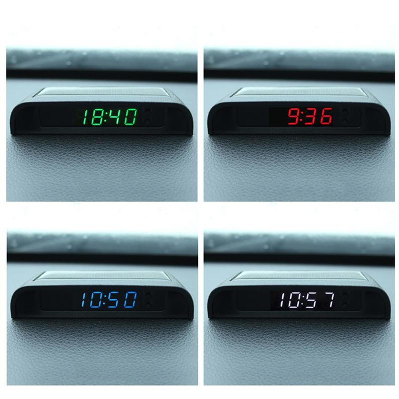 Jual Solar Clock Luminous Car Digital Clock Temperature Display Auto ...