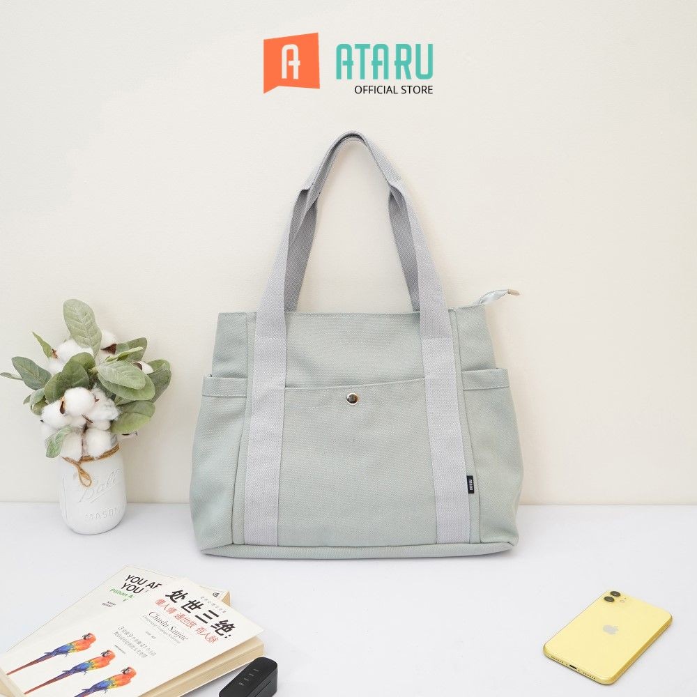 Jual Ataru Tote Bag Kanvas - Abu-Abu Tas Bahu Stylish Totebag Serbaguna ...