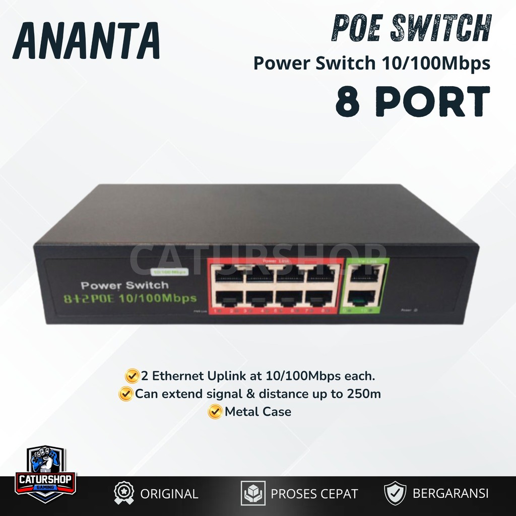 Jual PoE Switch Hub 8 Port Ananta Full Speed POE 8 Port Metal Case ...