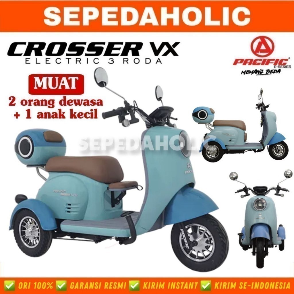 Jual Sepeda Listrik Roda Tiga CROSSER VX BY PACIFIC / GENIO EASTON XL1 BY UNITED Electric Bike ...