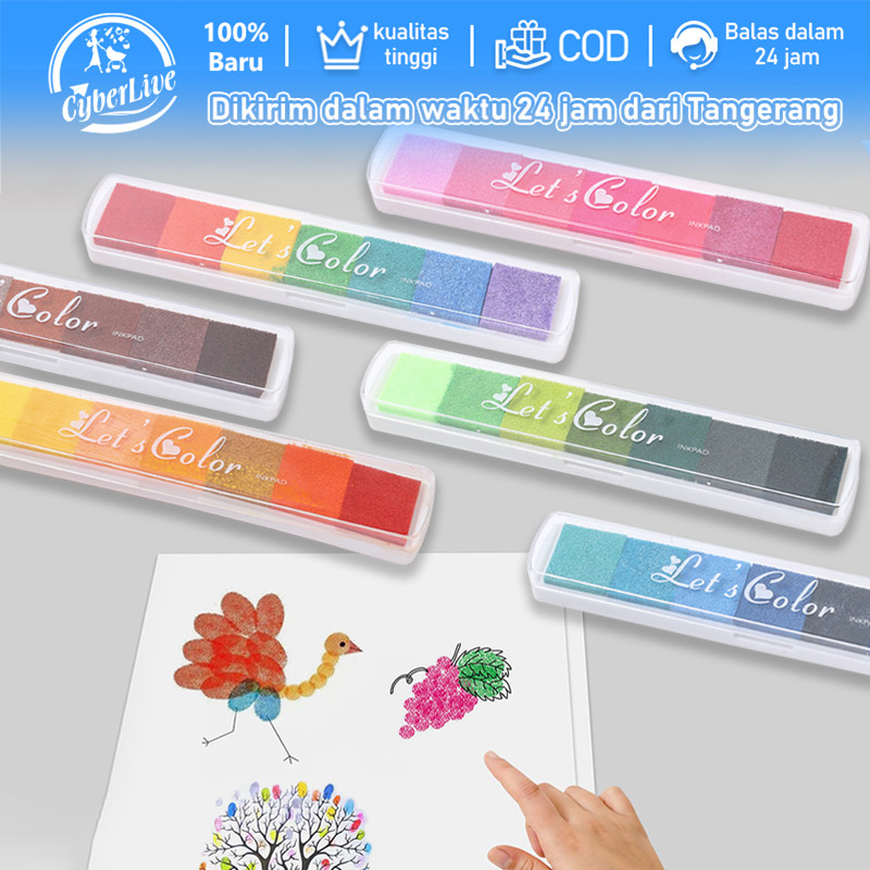 Jual 7 Warna Stamp Pad Ink Bak Cap Stempel Bantalan Stempel Gradasi ...
