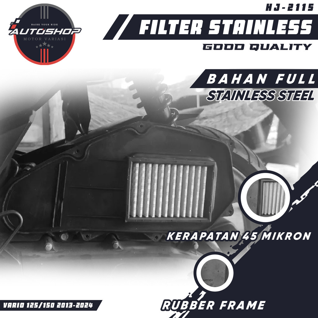 Jual Filter Udara Vario 125 150 Stainless 45 Mikron Bisa Dicuci Irit ...