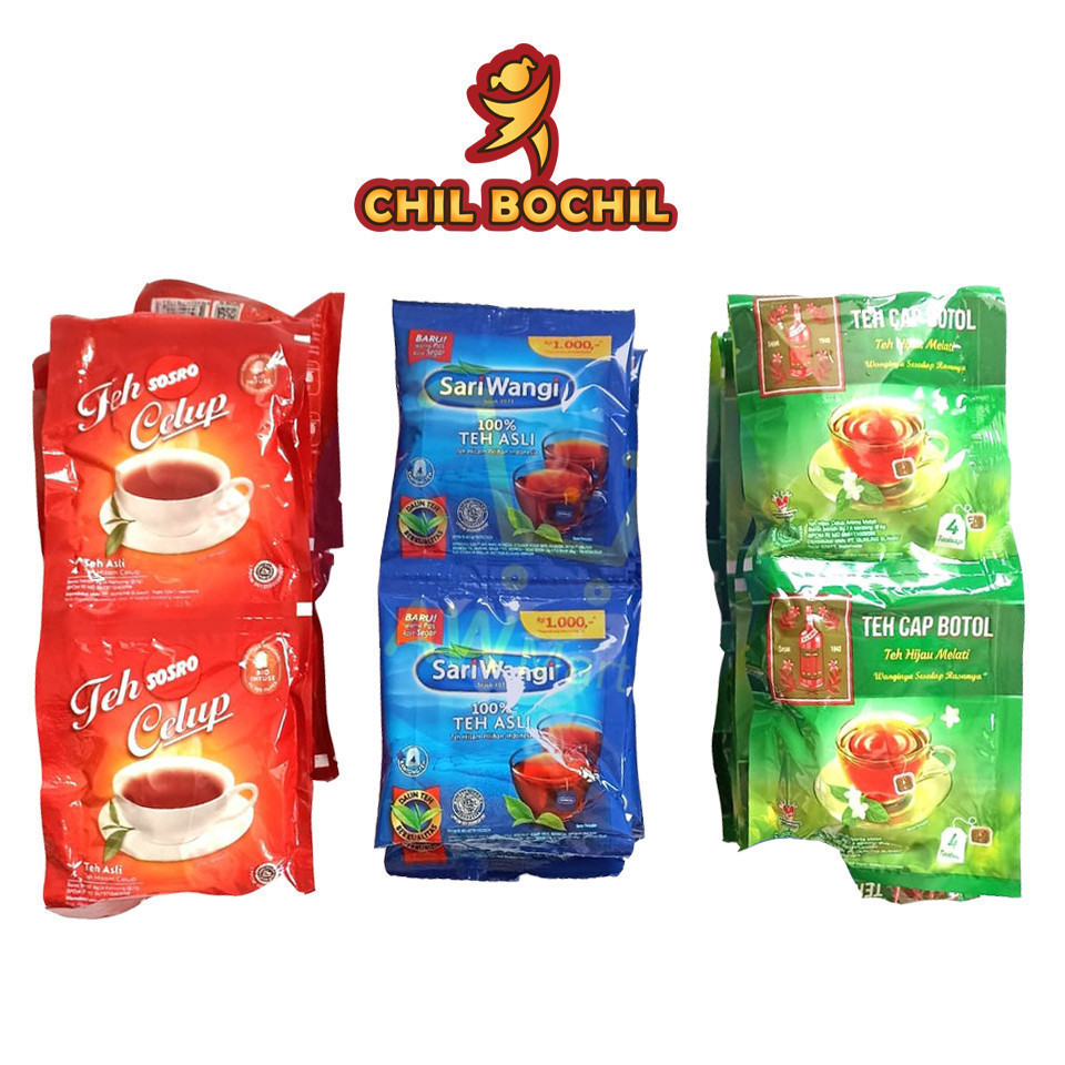 Jual TEH CELUP SOSRO, SARIWANGI, CAP BOTOL RENCENG ISI 10 SACHET X 8GR ...
