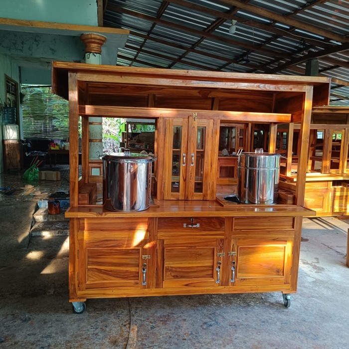 Jual gerobak booth mie ayam bakso roda troli dan dua dandang | Shopee ...