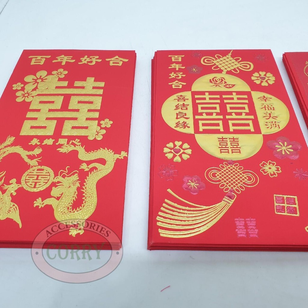 Jual Angpao wedding besar 17 cm tebal embos emas merah 9 pc mewah ...