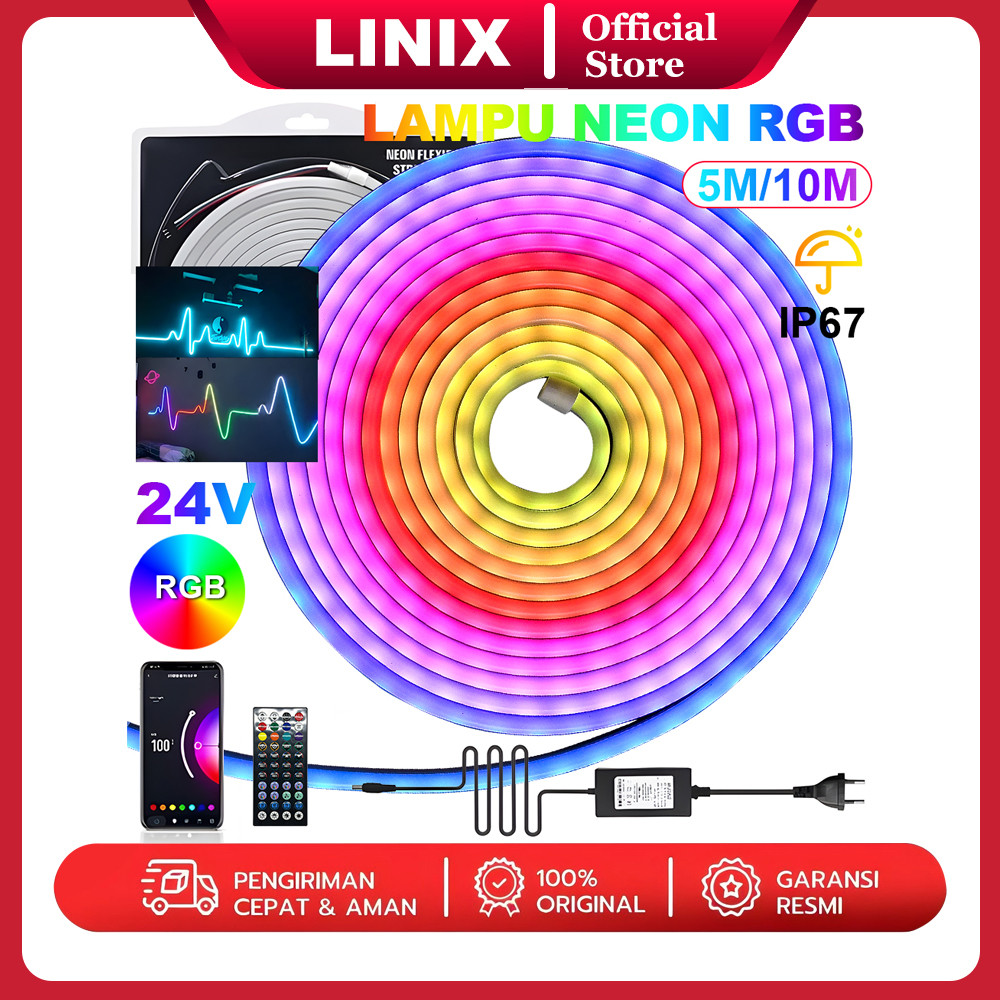 Jual Linix Paket LED Neon Flex RGB Running 5M 10M DC 12V/24V Sensor ...