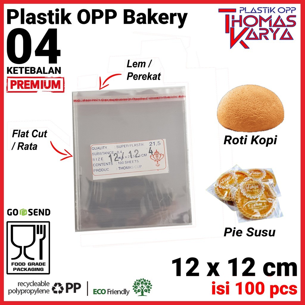 Jual Plastik OPP Pie Susu 12x12 TEBAL Isi 100 Pcs Kemasan Roti Kopi Kue ...