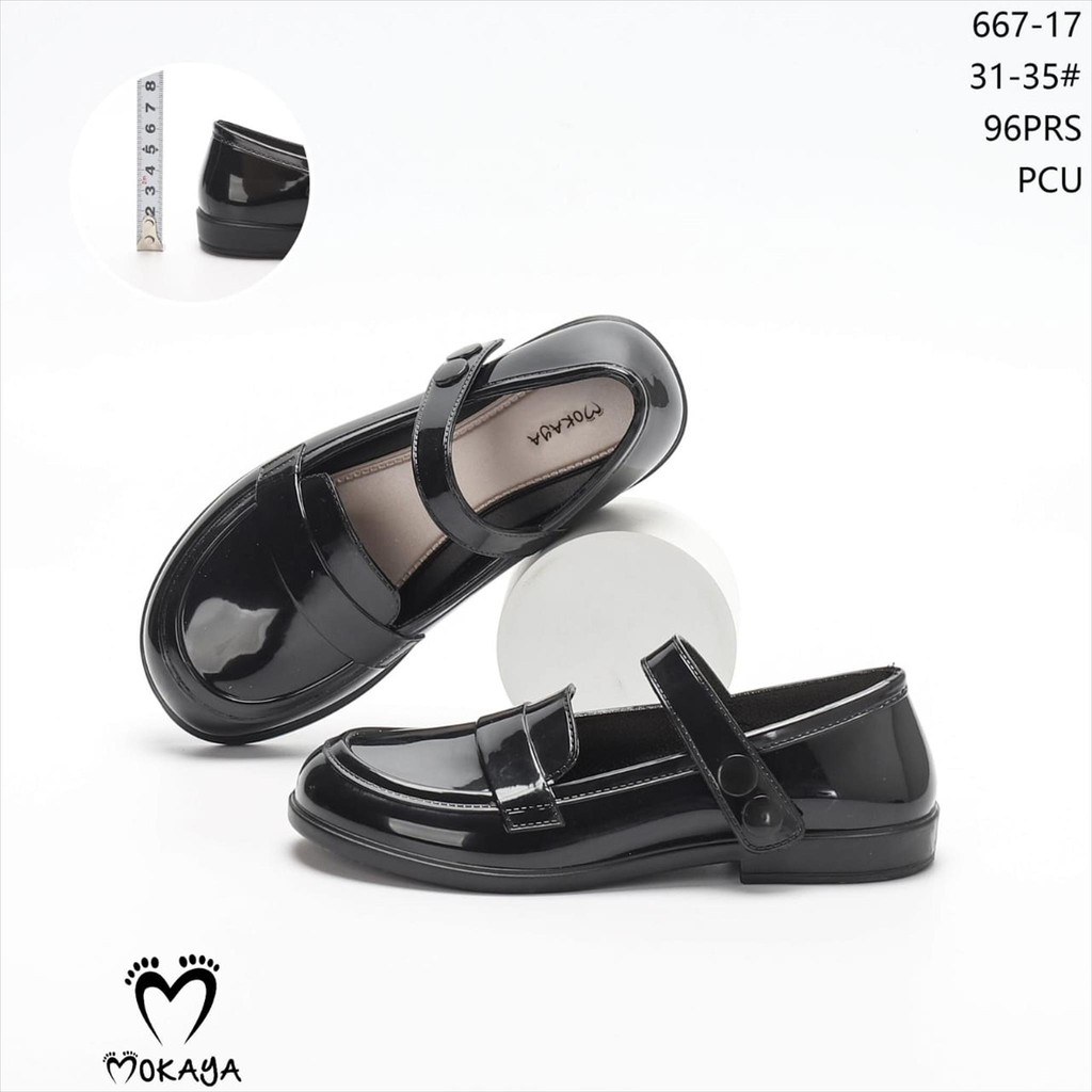 Jual Sepatu Jelly Pantofel Anak Cewek Paskibra Hitam Glossy Kancing 2 ...