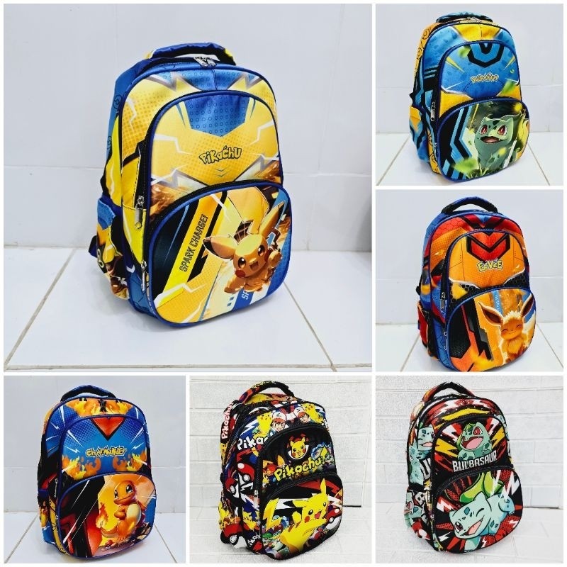 Jual nr53wa Tas Ransel Sekolah Pokemon PIKACHU - BULBASAUR - CHARMANDER ...