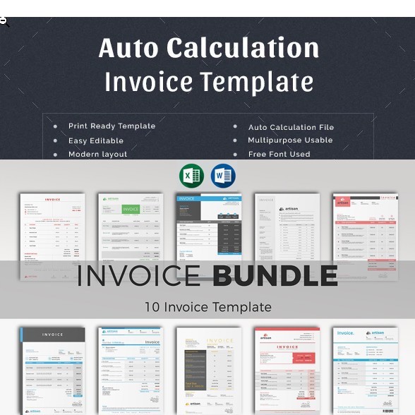 Jual NS Auto Calculation 10 Sets Invoice Template Auto Calculation ...