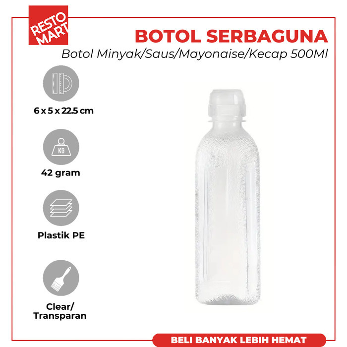 Jual Botol Saos / Kecap / Mayonnaise 500 ml RESTOMART Plastik (2034026 ...