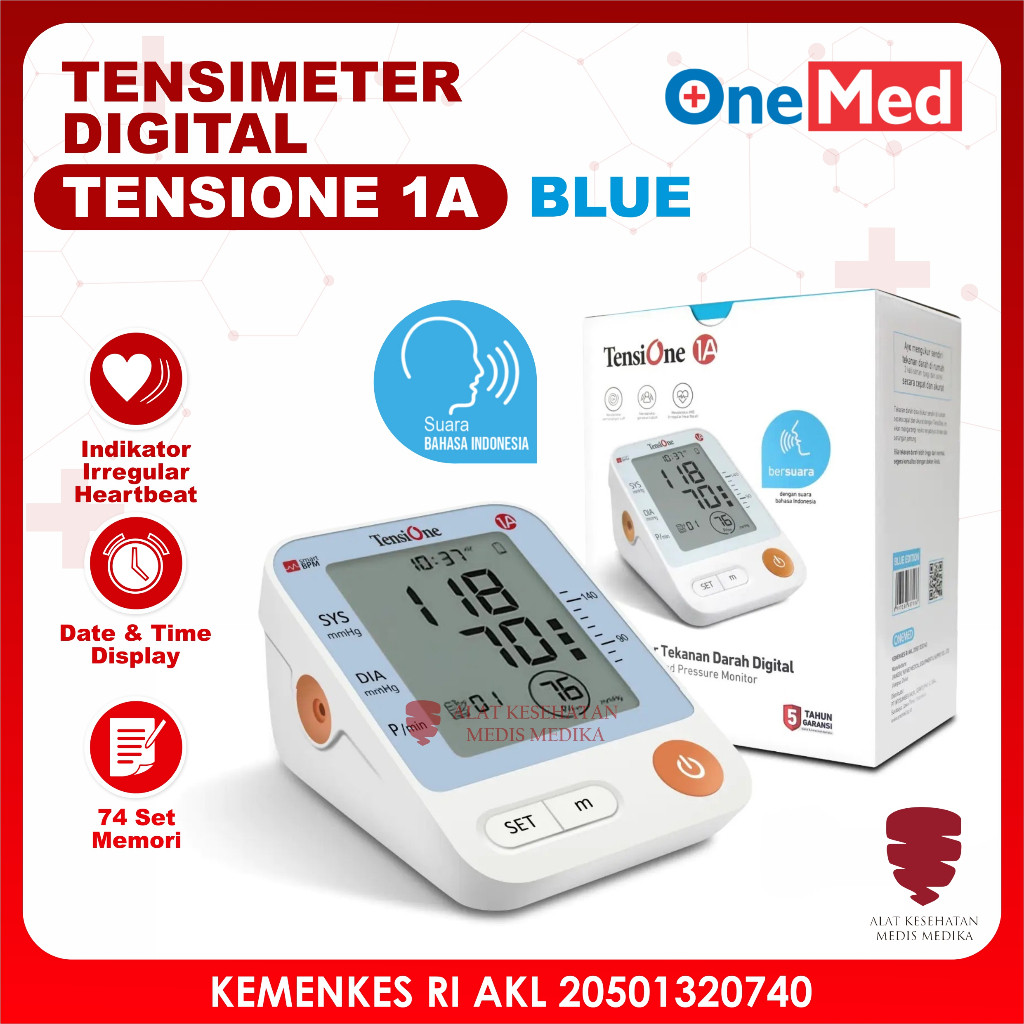 Jual Tensimeter Digital Onemed TensiOne 1A Blue Dengan Suara Alat Ukur ...