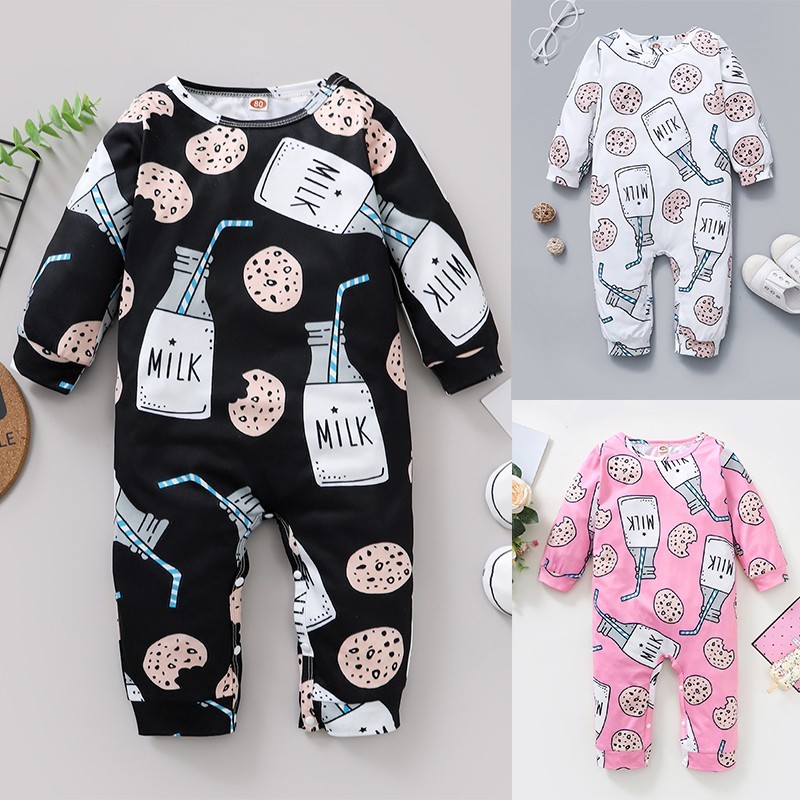 Jual 0-18Months Newborn baju Baby Bodysuit Boys Girls Romper Cute Milk ...