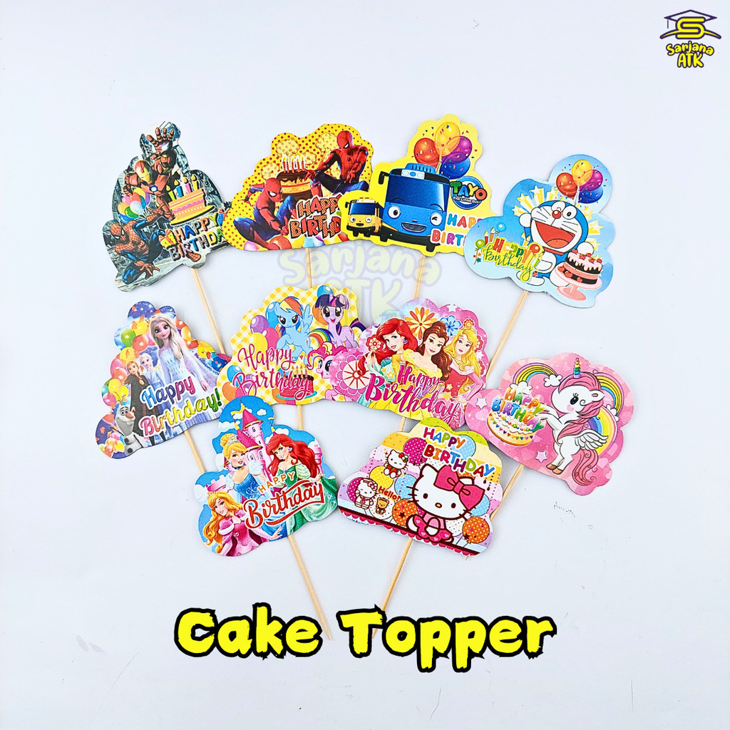 Jual (10 Pcs) Cake Topper / Caracter Cake Toppers / Hiasan Kue Ultah ...
