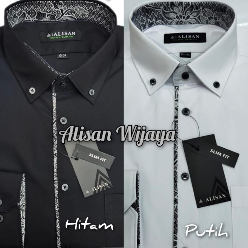 Jual PROMO COD Kemeja Alisan Polos Kombinasi List Batik Lengan Panjang ...