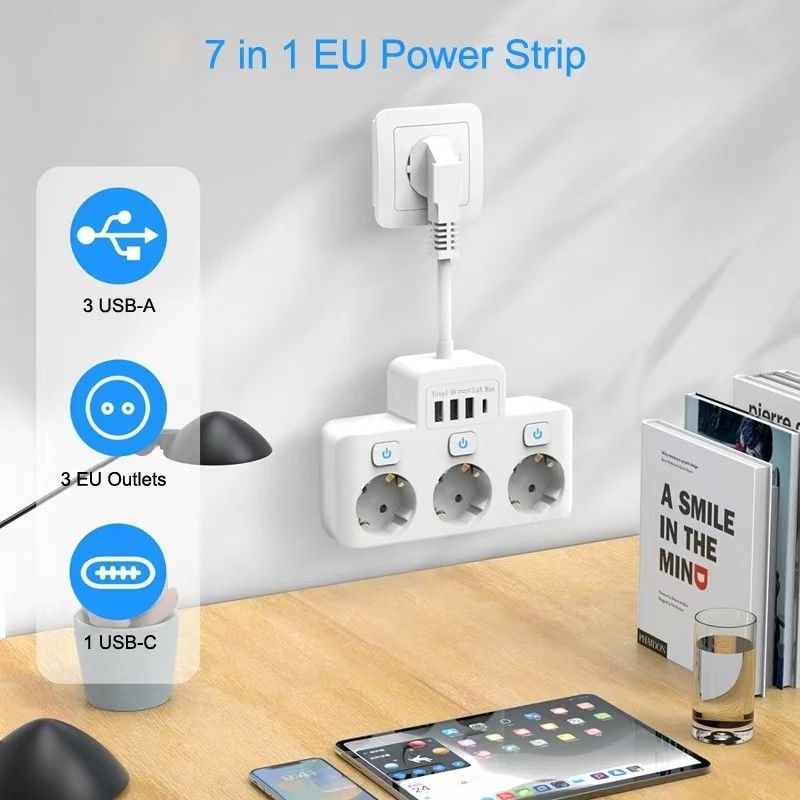 Jual European Plug Adapter with USB Ports Travel Use Plug Adapter Type ...