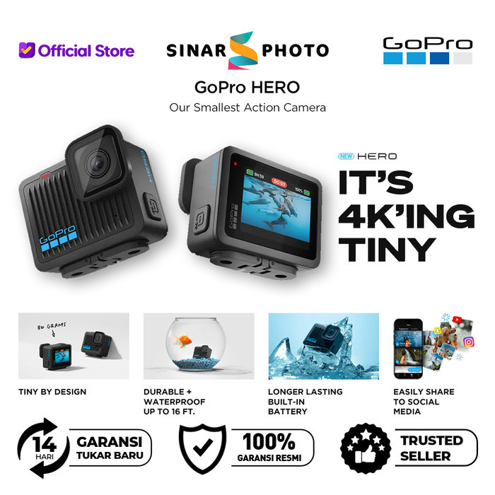 Jual GoPro HERO Action Camera GoPro HERO - Go Pro Action Cam HERO Garansi Resmi | Shopee Indonesia