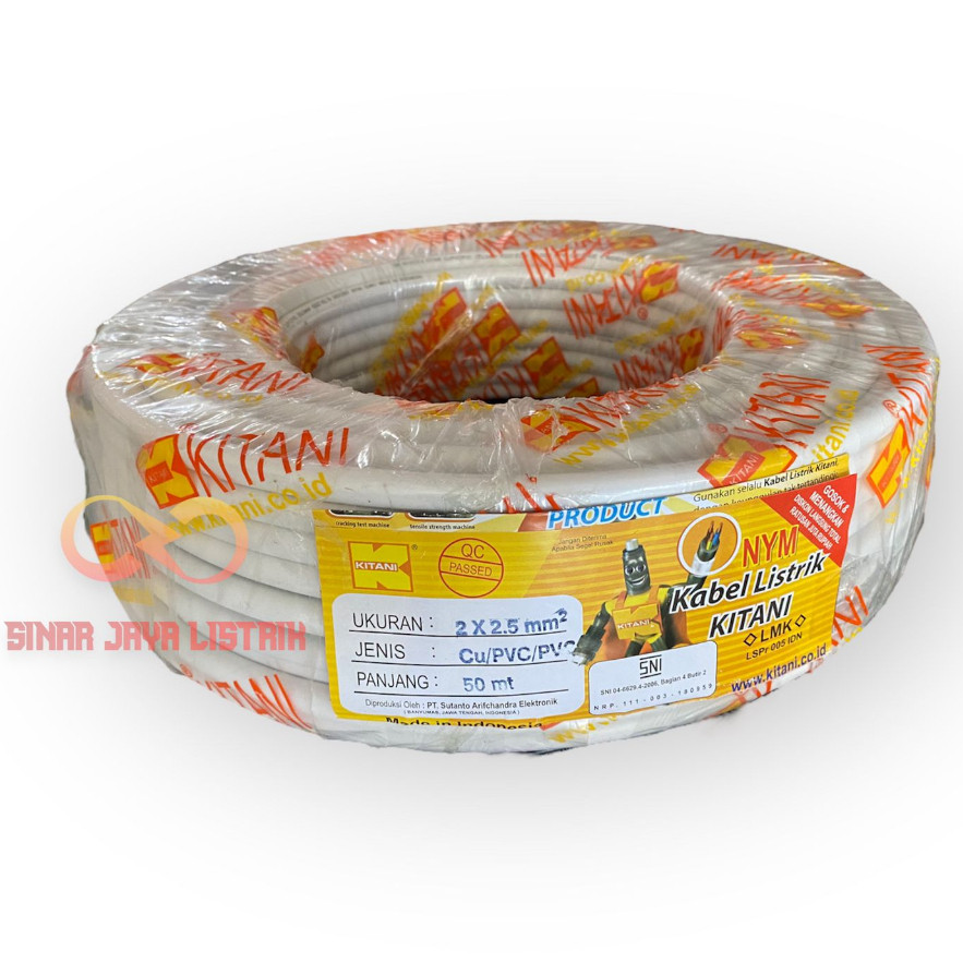 Jual Kabel Listrik NYM 2x2,5 mm KITANI 50meter Per Roll Kawat Tembaga ...