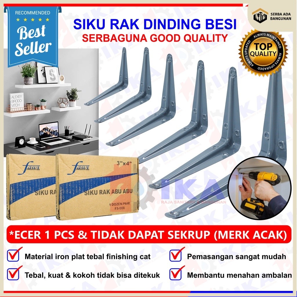 Jual Siku Besi L Penyangga Rak Dinding Breket Shelf Bracket PREMIUM ...