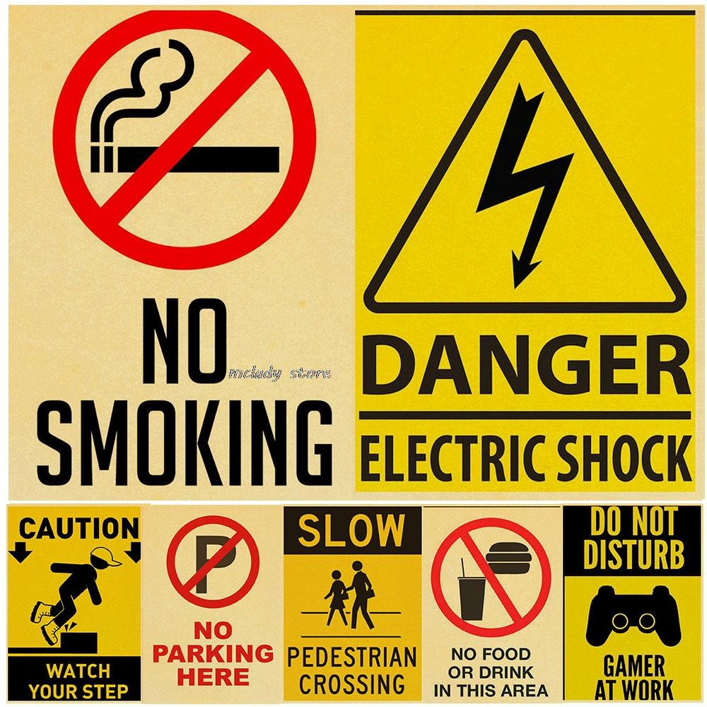 Jual Vintage Danger Warning Signs Posters Kraft Painting Considerations ...