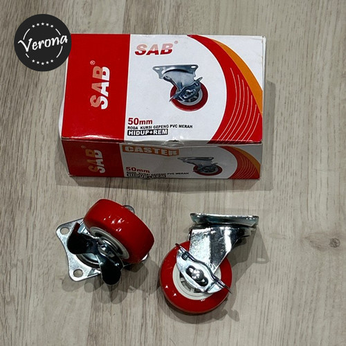 Jual SAB Roda Rak Rem Nilon Nylon Merah 2 inch Koper Hidup + Rem 1 Box ...