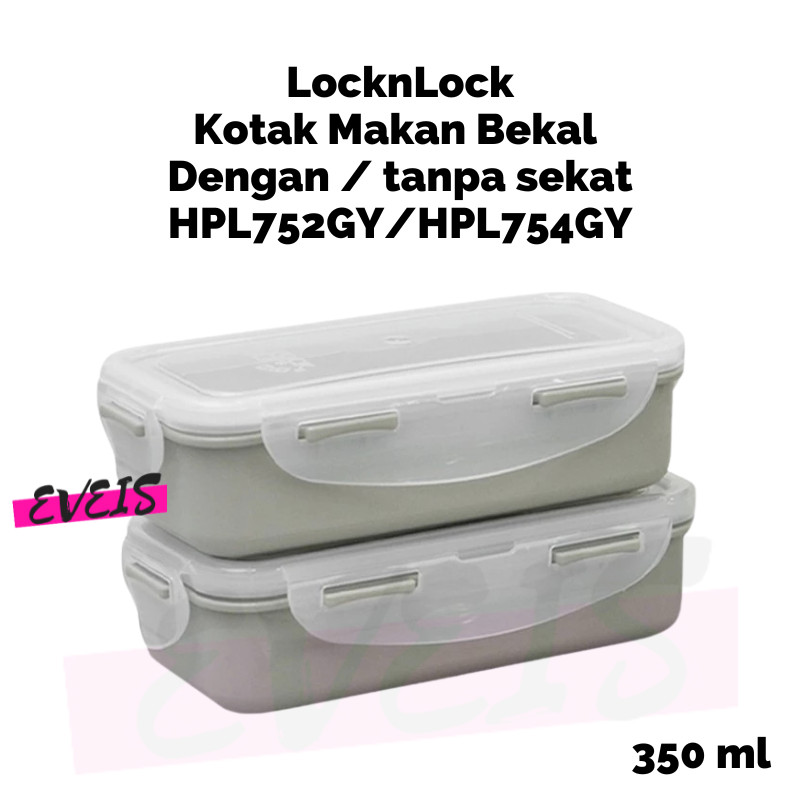 Jual LocknLock Kotak Makan Rectangular Food Container 350ML - Gray ...