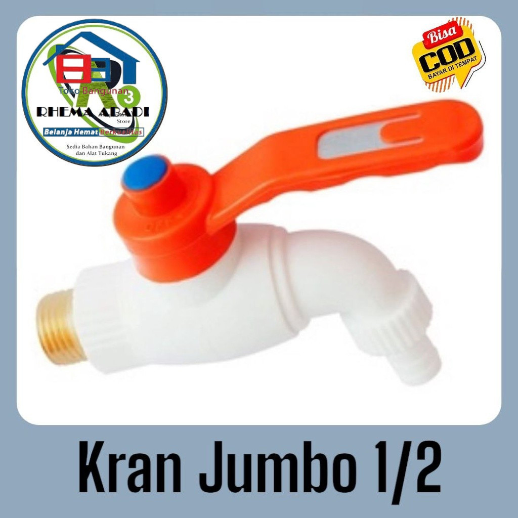 Jual R A KRAN AIR PVC 1/2" DRAT KUNINGAN MODEL JUMBO - KERAN AIR PVC ...