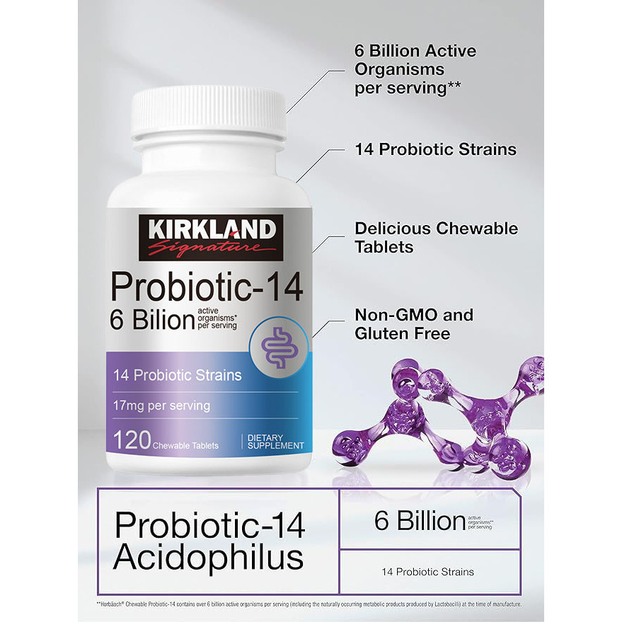 Jual Probiotics 6 Billion CFU Chewable Tablets 14 Probiotic Strains for ...