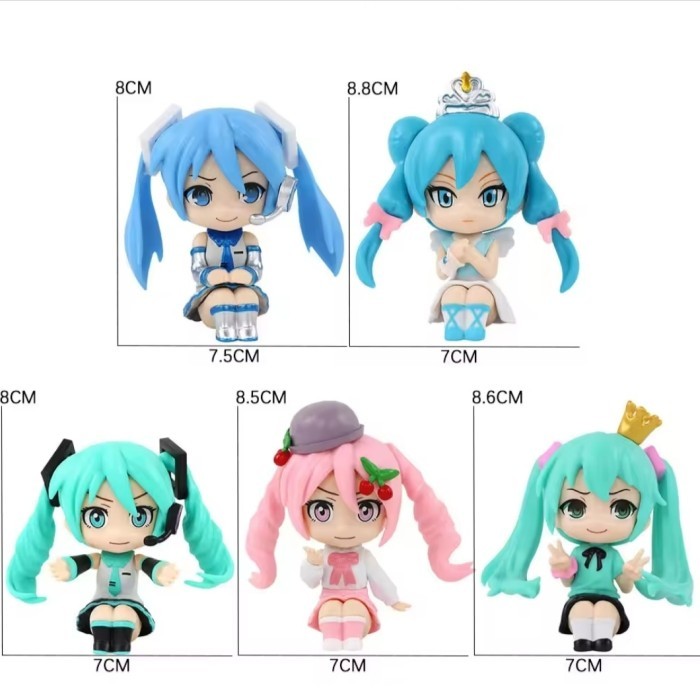 Jual action figure Hatsune Miku cute chibi size 8cm model duduk ...