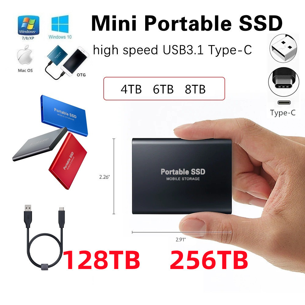 Jual Portable SSD 1TB/2TB External Solid State Drive USB 3.0/Type-C ...