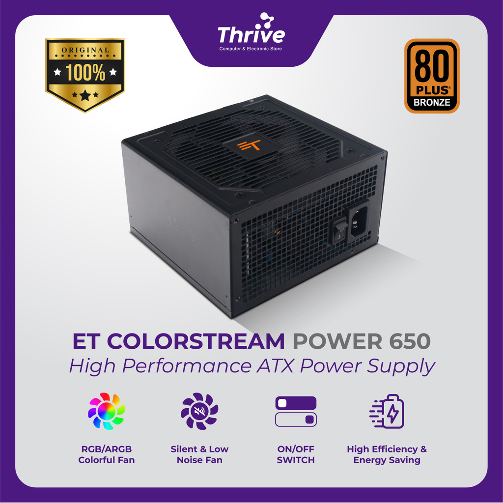 Jual ET ColorStream Power 650 - Power Supply 650W dengan RGB/ARGB Fan ...