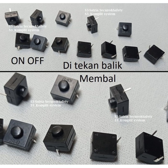 Jual Hitam Tombol senter KN17 on off KN 17 tekan balik membal 2 pin ...